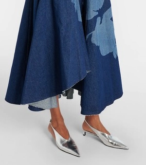 Erdem Sleeveless Printed Denim Midi Dress With Asymmetric Hem