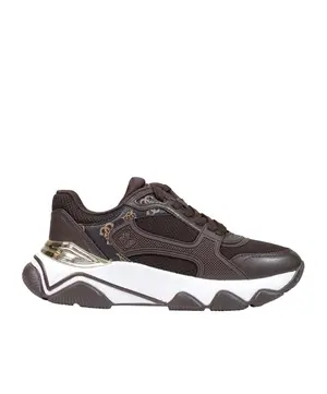 Guess Logo-print Panelled Sneakers - Coffe