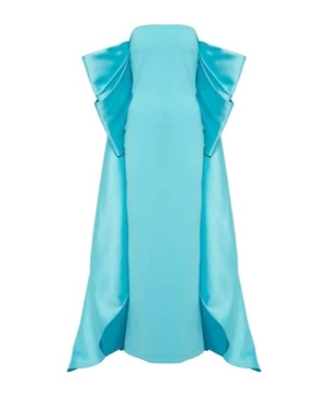 Solace Kyla Caped Twill And Crêpe Gown - Blue