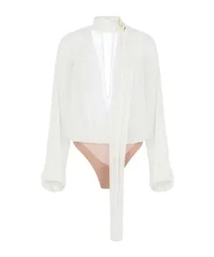 Elisabetta Franchi Bodysuit In Crepon Fabric With Sash