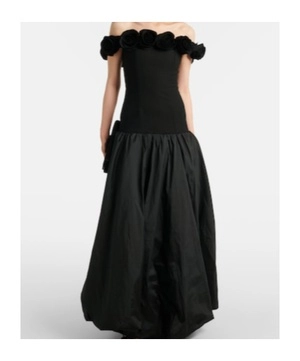 ROTATE BY BIRGER CHRISTENSEN Floral-appliqué Off-shoulder Crêpe Maxi Dress