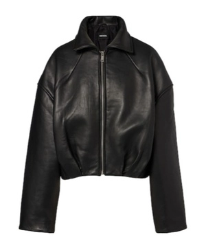 ROTATE BY BIRGER CHRISTENSEN Bonded Leather Blouson Jacket - Black