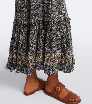 Ulla Johnson Ophelia Printed Cotton-blend Tiered Midi Dress - Blue