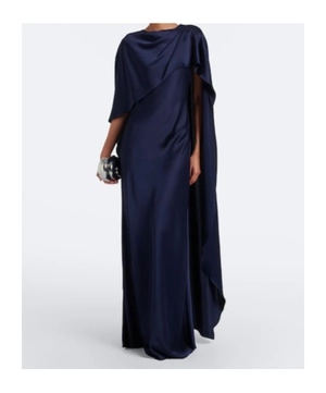 Simkhai Izel Asymmetric Caped Satin Gown