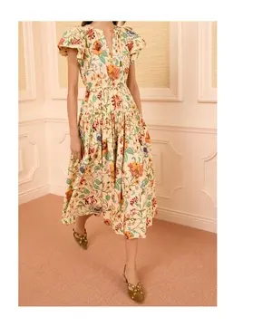 Ulla Johnson Multicolor Pleated Midi Dress