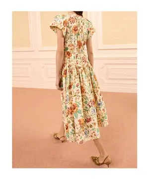 Ulla Johnson Multicolor Pleated Midi Dress