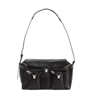 LEMAIRE Week-end Gear Leather Shoulder Bag - Black