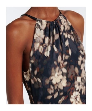 Simkhai Cerin Gathered Floral Halterneck Maxi Dress - Black