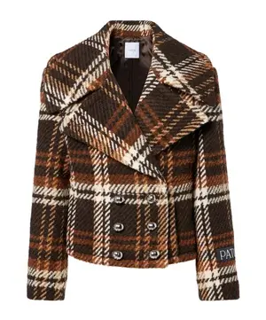 PATOU Check Double-breasted Casual Jacket - Black