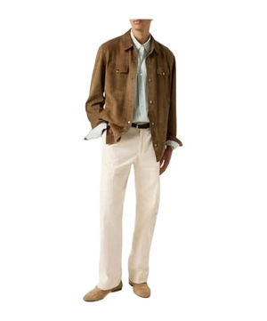 Canali Solid Suede Overshirt