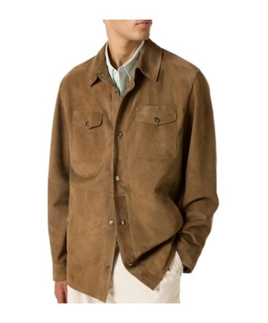 Canali Solid Suede Overshirt