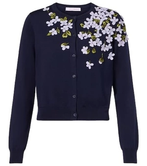 Carolina Herrera Embroidered Silk And Cotton Cardigan - Black