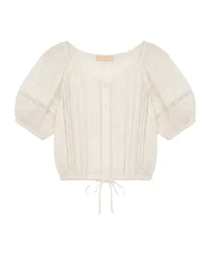 Ulla Johnson Cropped Drawstring Voile Blouse - White