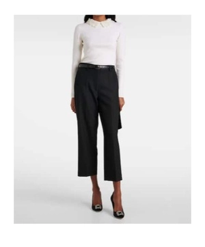 Carolina Herrera Embellished Ribbed-knit Wool Top