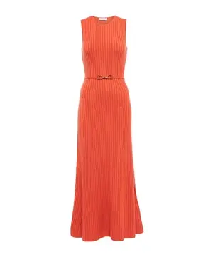 Gabriela Hearst Ribbed Knit Midi Dress - Red