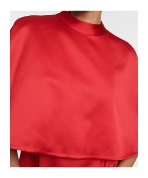 Carolina Herrera High Neck Cape Effect Satin Gown