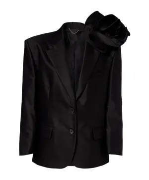 Magda Butrym Floral Appliqué Cotton Blazer - Black