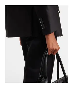 Magda Butrym Floral Appliqué Cotton Blazer - Black