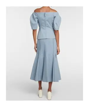 Gabriela Hearst Off-the-shoulder Cotton Top - Blue