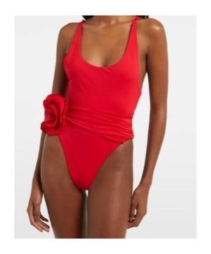 Magda Butrym Floral-appliqué Ruched Swimsuit
