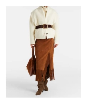 Polo Ralph Lauren Fringed Suede Midi Skirt