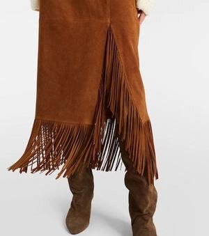 Polo Ralph Lauren Fringed Suede Midi Skirt