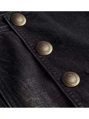 Dior Distressed Cargo Denim Shorts With Button Embellishments - Black