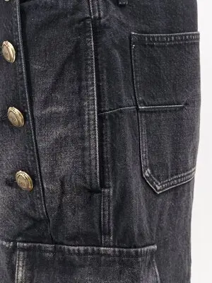 Dior Distressed Cargo Denim Shorts With Button Embellishments - Black