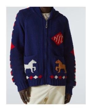 BODE Diamond Corral Wool Zip-up Cardigan