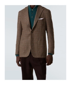 Kiton Checked Wool, Silk, And Linen Blazer