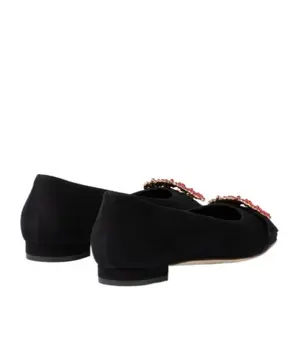 Manolo Blahnik Embellished Suede Ballet Flats