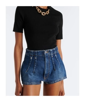 MUGLER Pleated Denim Shorts