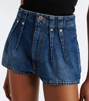 MUGLER Pleated Denim Shorts