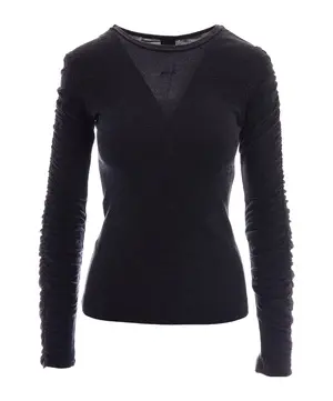 Pinko Ruched Long-sleeve Top - Black