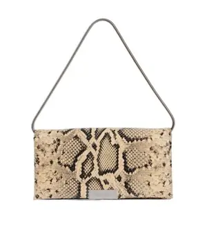 JIL SANDER Carnet Snake-effect Leather Clutch - Nude