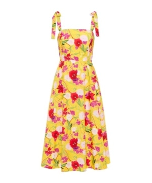 Carolina Herrera Floral Print Midi Dress - Yellow