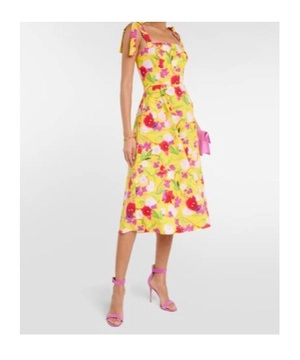 Carolina Herrera Floral Print Midi Dress - Yellow