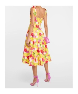 Carolina Herrera Floral Print Midi Dress - Yellow