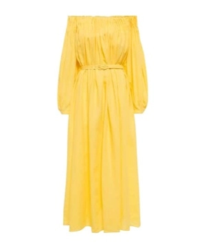 Gabriela Hearst Off Shoulder Dress - Yellow