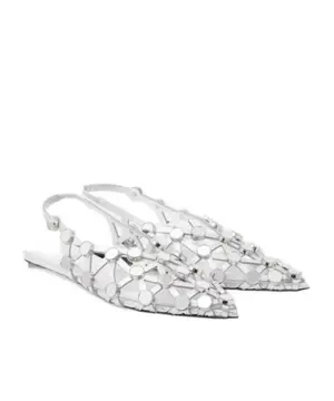 Attico Grid Leather Ballet Flats - White