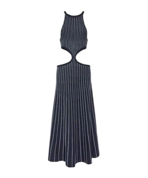 Gabriela Hearst Striped Hollow Dress - Black