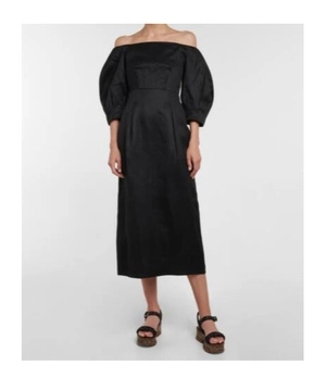 Gabriela Hearst Majano Off-the-shoulder Midi Dress - Black