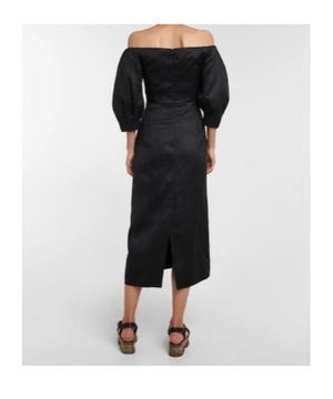 Gabriela Hearst Majano Off-the-shoulder Midi Dress - Black