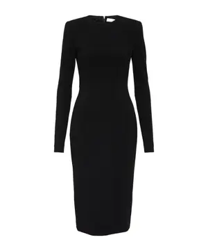 Victoria Beckham Long-sleeved Midi Dress - Black