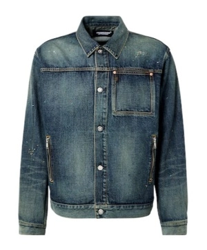 Undercover Embroidered Faded Denim Jacket - Green