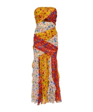 Carolina Herrera Strapless Floral Print Maxi Dress - Multicolor