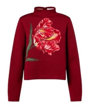 Carolina Herrera Floral Jacquard High Neck Sweater