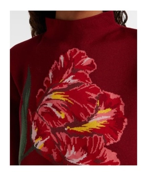 Carolina Herrera Floral Jacquard High Neck Sweater