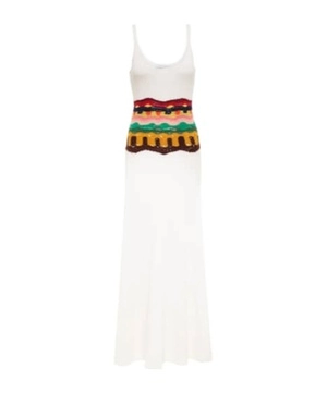 Gabriela Hearst Sainz Ribbed Maxi Dress With Crochet Waist - White