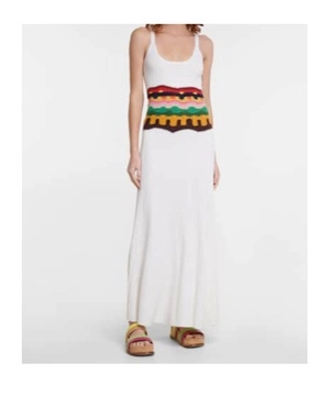 Gabriela Hearst Sainz Ribbed Maxi Dress With Crochet Waist - White